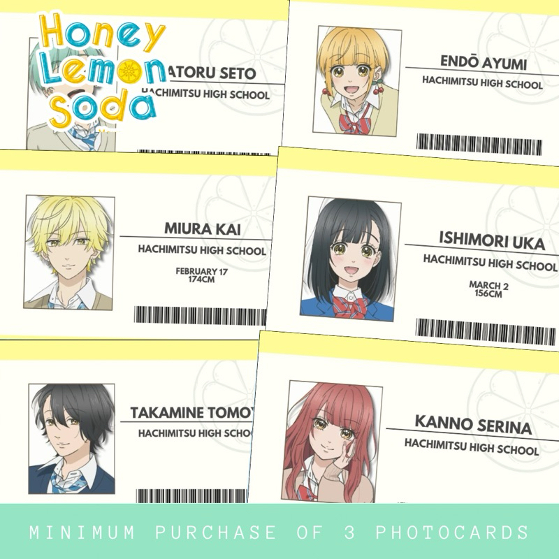 Honey Lemon Soda Student ID Laminated Anime Photocards | Shopee Malaysia