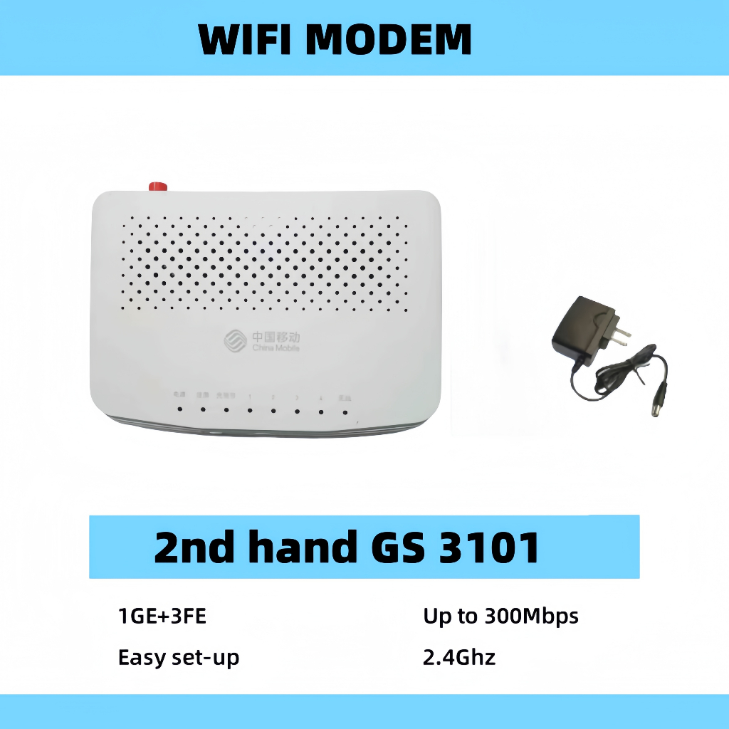 Second hand modem Xpon GS3101 Gpon Onu ONT Gigabit fiber 2.4G WiFi modem(With adapter) | Shopee ...