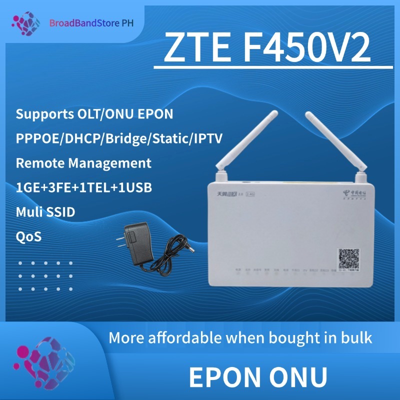 ZTE WIFI Modem F450 V2 EPON ONU ONT OLT 1GE+2FE English Version Second ...