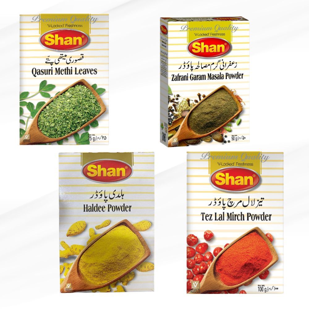 Shan Masala Leaves/Powder (Qasuri Methi Leaves, Tez Lal Mirch Powder ...