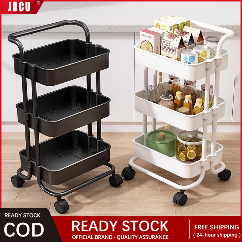 All Metal Trolley Cart Organizer Shelf with Wheel kitchen Storage Rack ...