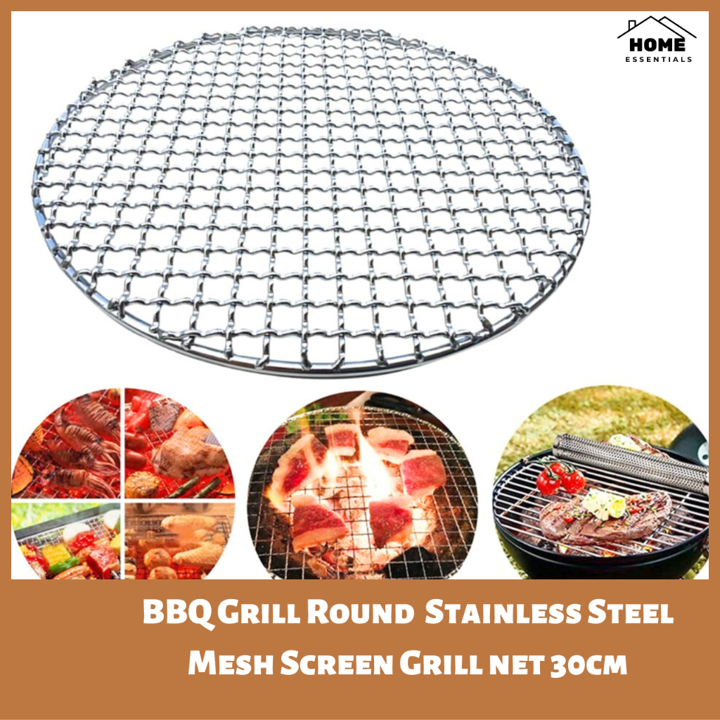 BBQ Grill Round Stainless Steel Mesh Screen Grill net 30cm | Shopee ...