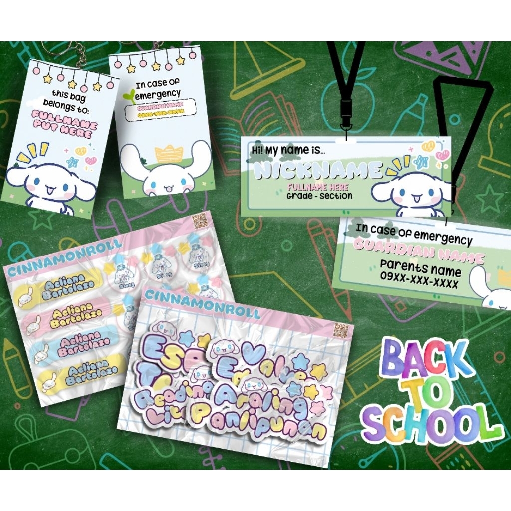 Name Tag,Bag tag,Subject/Name label stickers 4in1 Laminated Customized ...