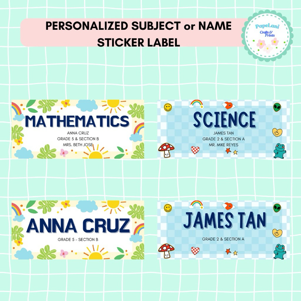 Personalized Subject and Name Sticker Label | Shopee Malaysia