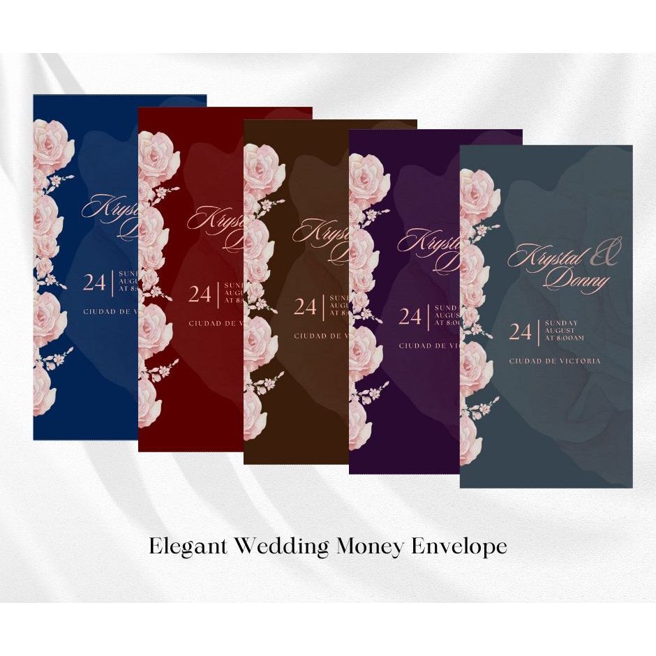 50pcs Custom Elegant Wedding Money Envelopes – Personalized with Theme ...