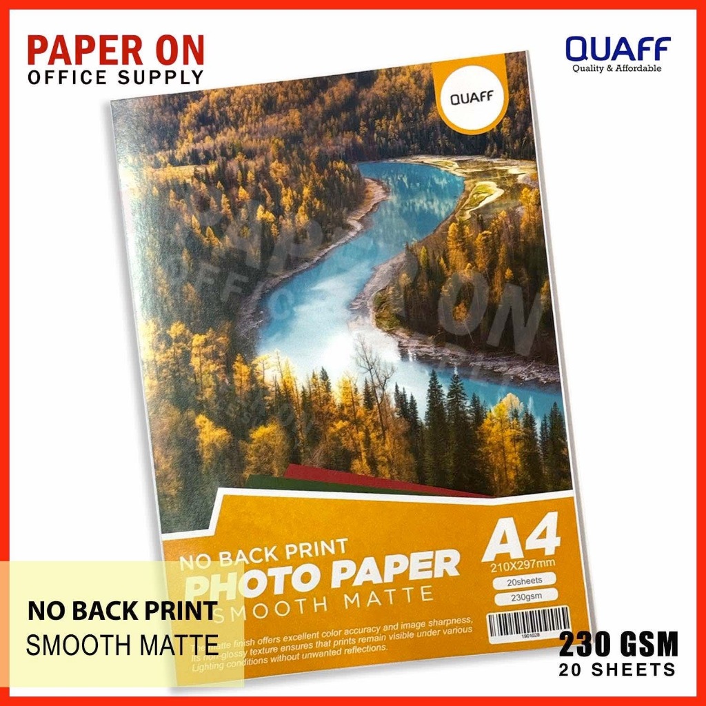 QUAFF NO BACK PRINT Photo Paper MATTE A4 230gsm (20 sheets) | Shopee ...