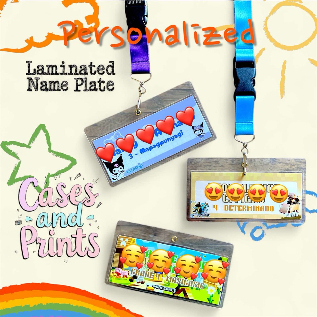 Personalized Laminated Name Tag Name Plate with Free ID Lace | Shopee ...