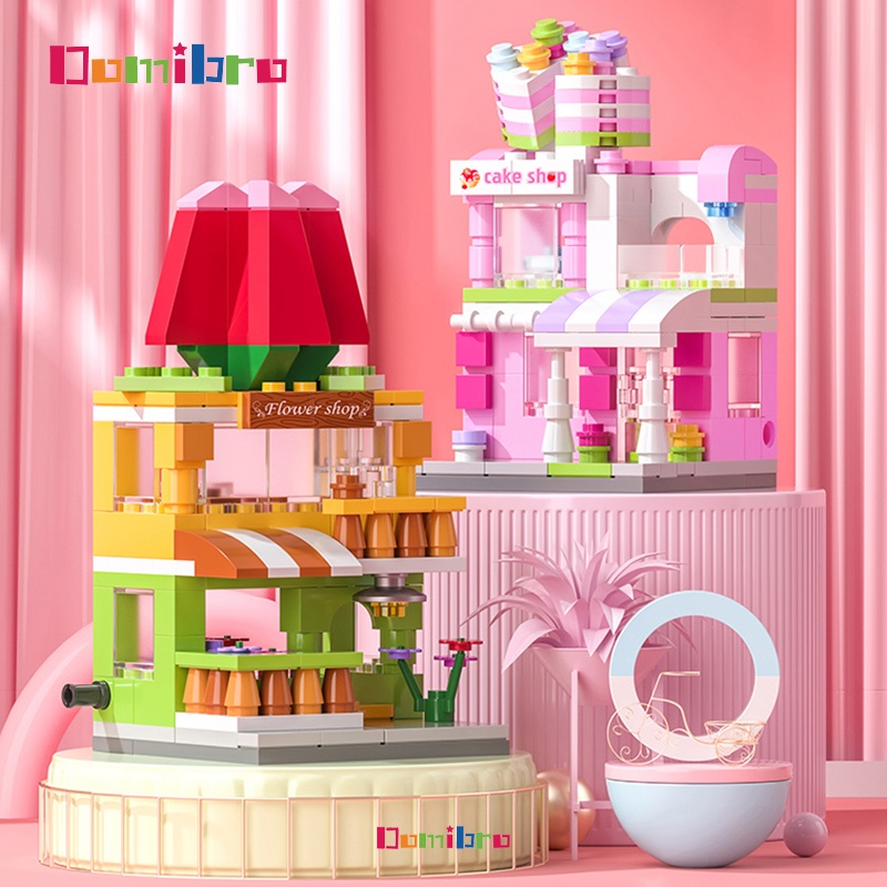 City Set Street View Mini House Cake Shop 3D Model Building Blocks Toys ...