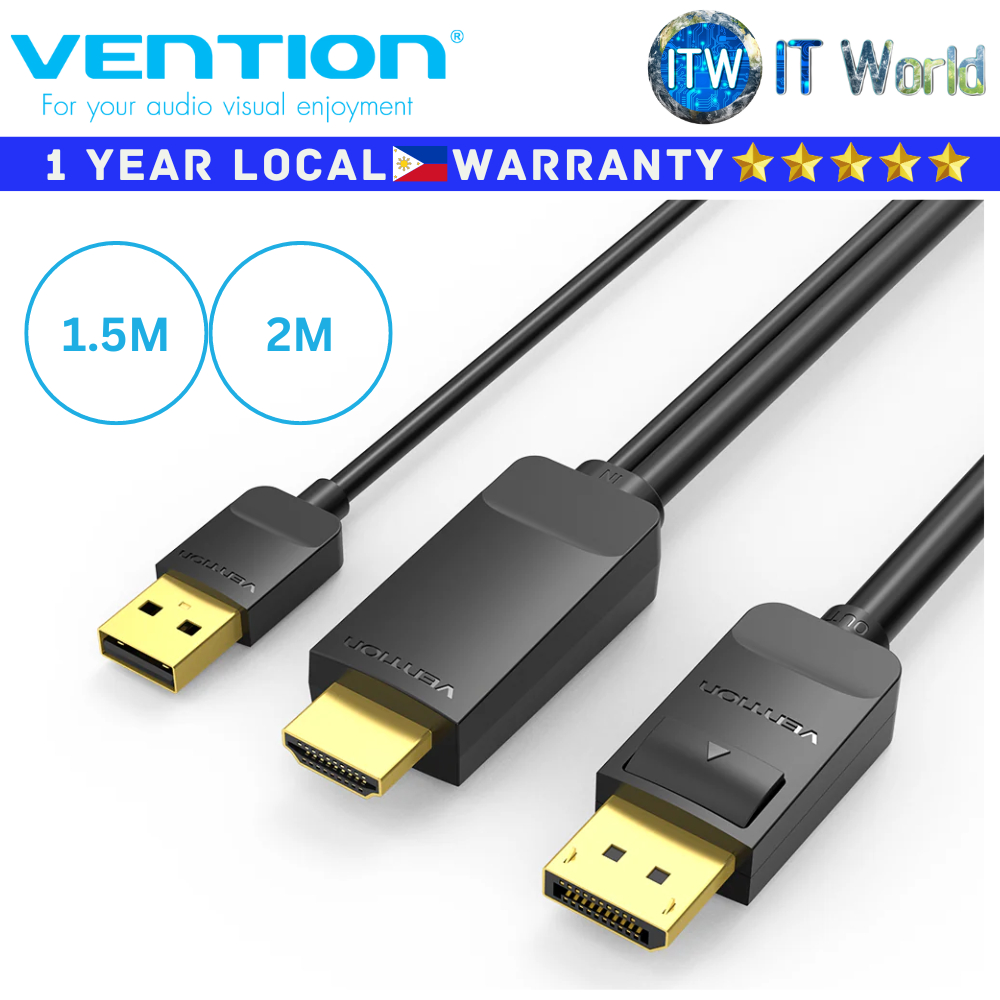 Itw | Vention Cable ABJ Black HDMI-A Male to DP Male HD Cable Gold ...