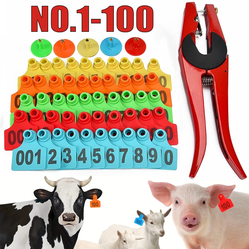 25Pcs/100Pcs Ears tag applicator plier with big Ear tag for pig cow ...