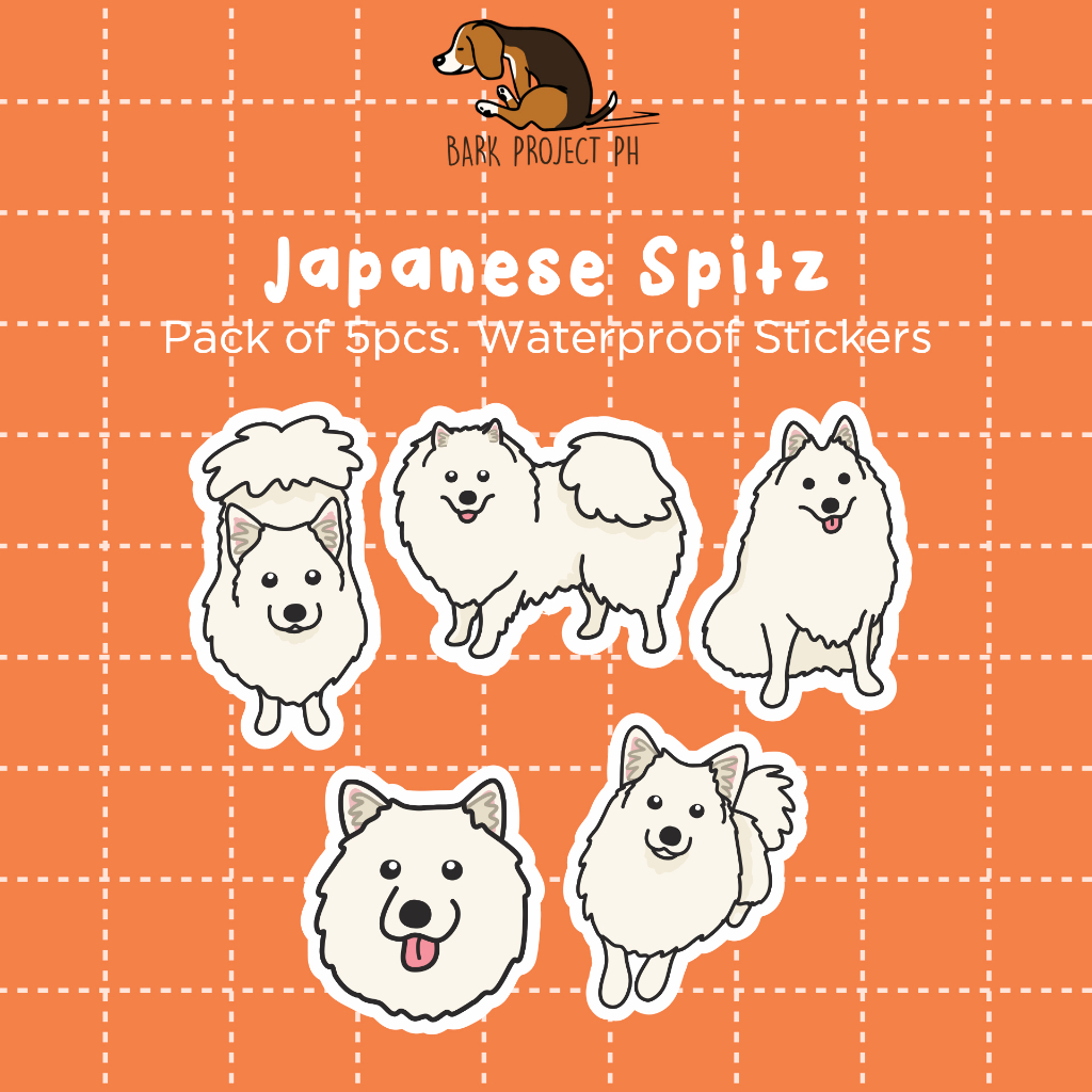 Bark Project Japanese Spitz vinyl waterproof sticker pack | Shopee Malaysia