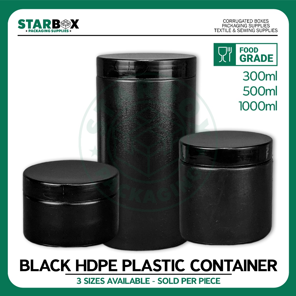 Starbox Black HDPE Plastic Container Canister Black Storage Canister ...