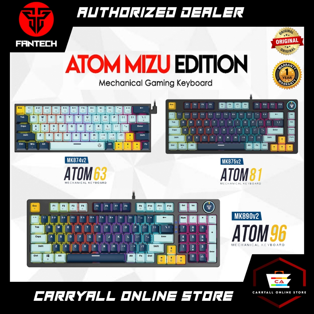 Fantech ATOM MIZU EDITION Mechanical Gaming Keyboard ATOM63 81 & 96 ...
