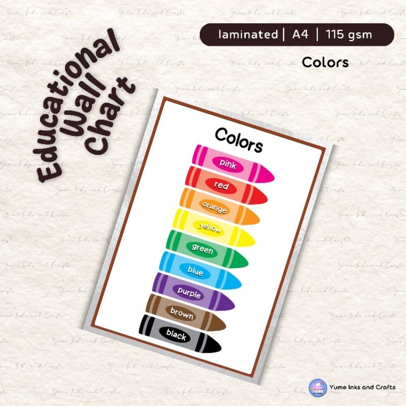 Educational Wall Chart | Colors | A4 | laminated | Shopee Malaysia
