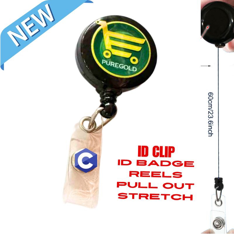Puregold style id clip retractable badge reels stretch id holder ...