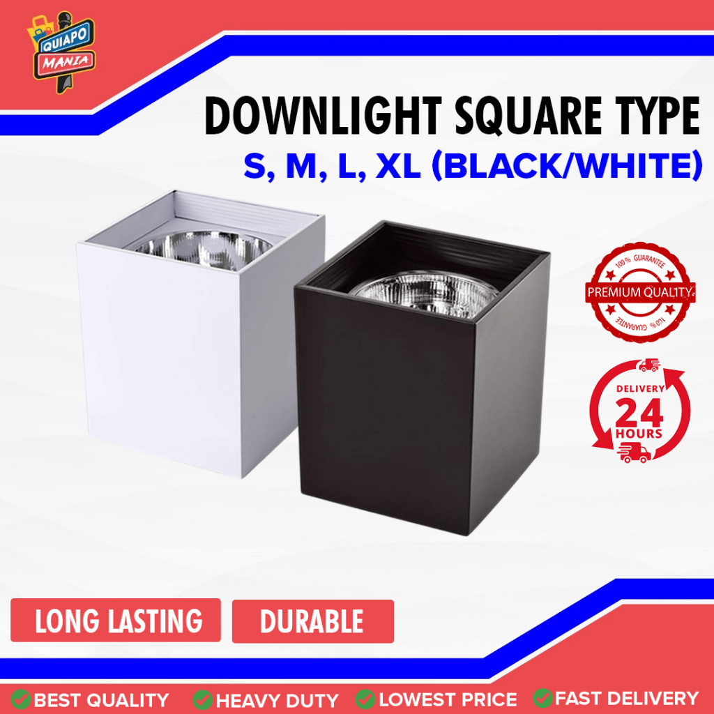 Downlight Bulb Housing Surface Mounted / Square Type / Black-White / E27 Bulb /Rust-Proof ...