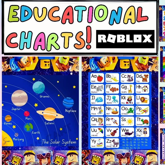 ROBLOX EDUCATIONAL CHARTS A4 SIZE LAMINATED FOR KIDS ALPHABET NUMBERS ...