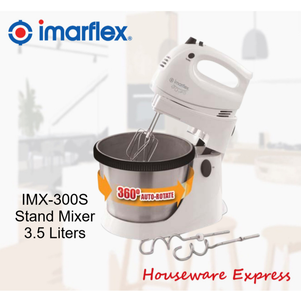 Imarflex Stand Mixer Automatic Rotating Stainless Bowl IMX-300S 3.5 ...