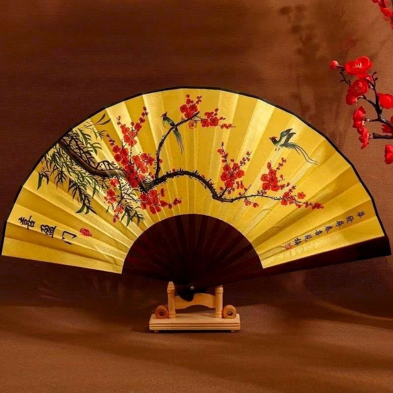 Big bamboo fan yellow brown folding hand fan 13 inches folded | Shopee ...