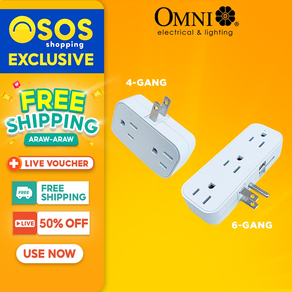 OMNI Side Access Multiple Socket Adapter 4 Gang / 6 Gang 10A 250V max ...