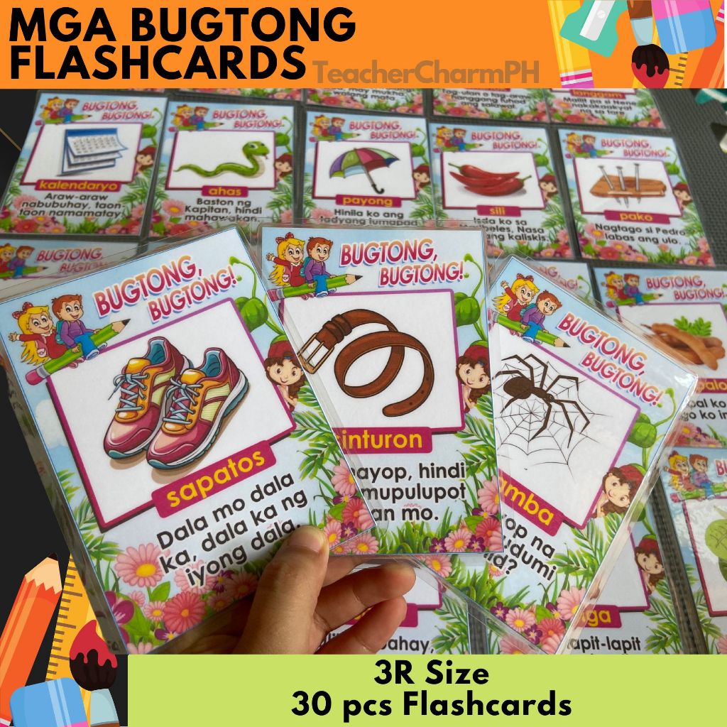 MGA BUGTONG FLASHCARDS Laminated Educational Flashcards 30pcs. | Shopee ...