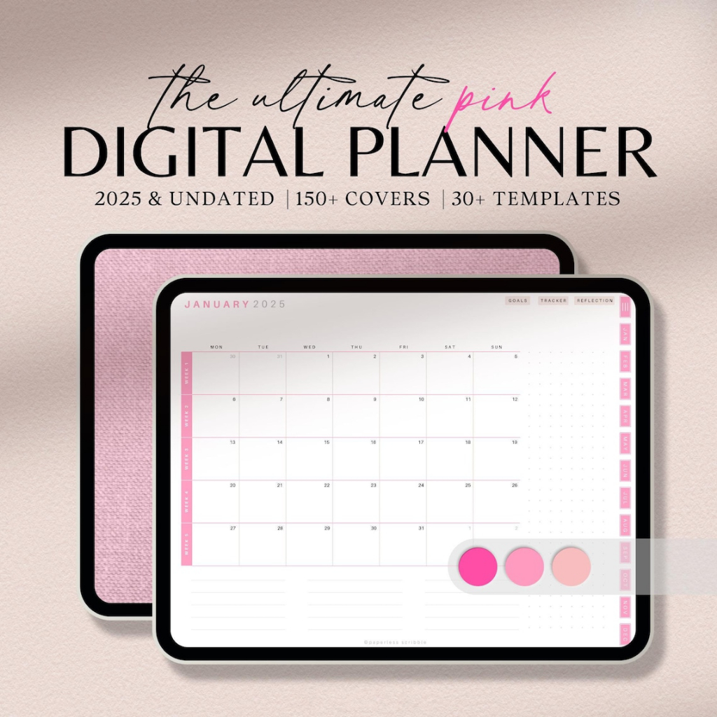 2025 Digital Planner, Undated Digital Planner, Digital Journal, Weekly ...