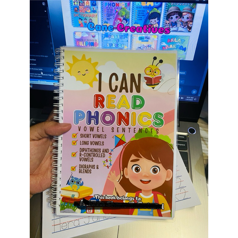 VOWEL PHONIC BEGINNER READING BOOK 113 pages Laminated Cover Wire ...