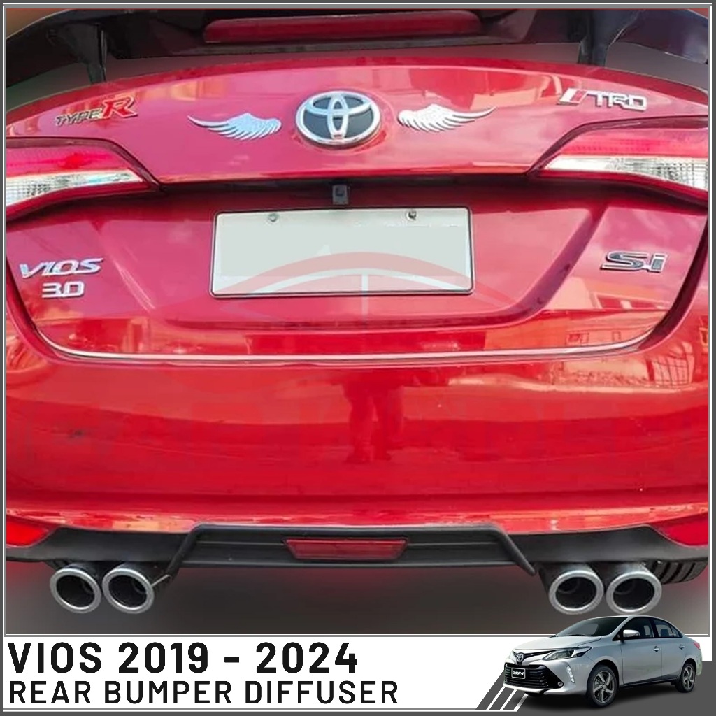 TOYOTA VIOS 2019 - 2025 REAR BUMPER DIFFUSER MATT BLACK (2020 2021 2022 ...