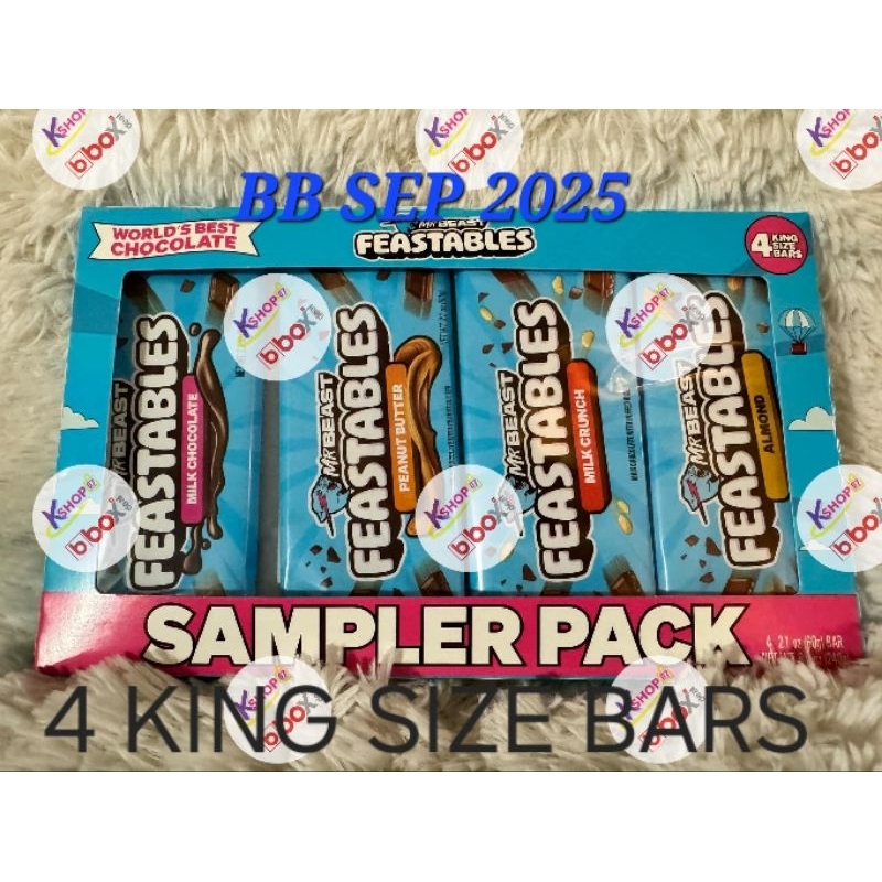 FEASTABLES MRBEAST MILK CHOCOLATE BAR SAMPLER VARIETY PACK 2.1OZ 60G ...