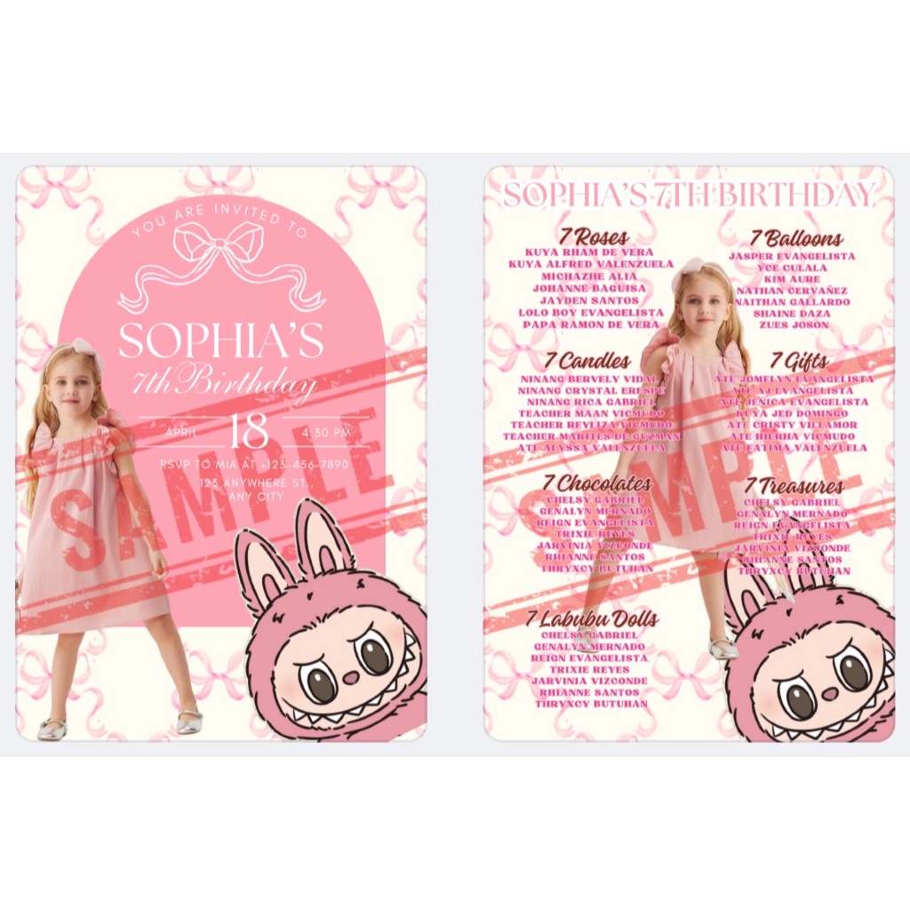 Labubu 7th Birthday Invitation with 7th traditions | Birthday ...
