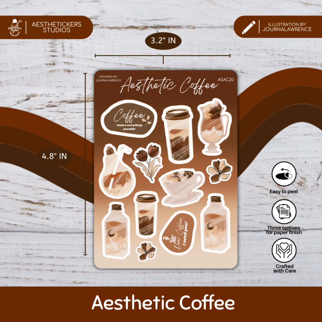 Aesthetic Coffee Sticker sheets | New size and High- quality print ...