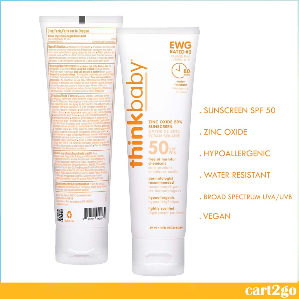 Thinkbaby SPF 50+ Baby Mineral Sunscreen Broad Spectrum UVA UVB Sun ...