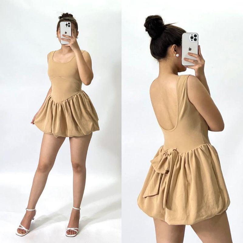 Celine Mini Ribbon Dress U Back design | Shopee Malaysia