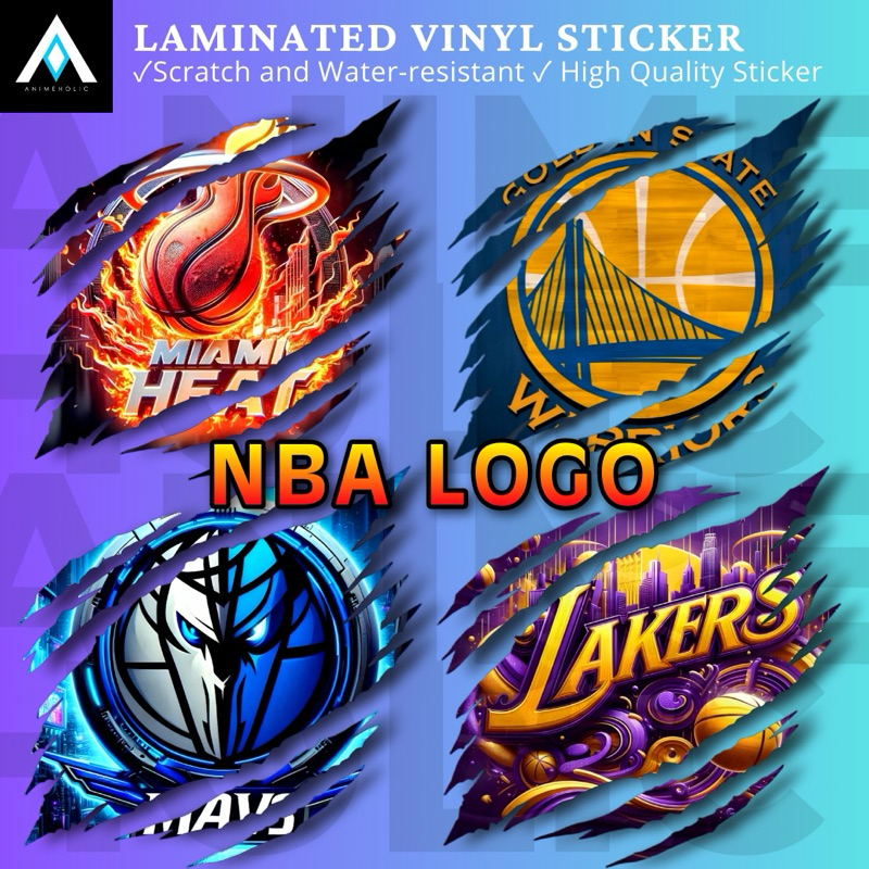 NBA LOGO “SCRATCH STICKER” BASKETBALL STICKERS LAMINATED VINYL STICKERS ...