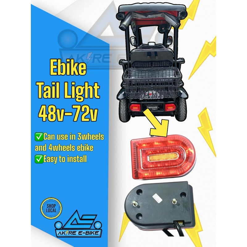 Ebike Tail light for 3wheels and 4wheels electric bike 48v-72v (1pc ...