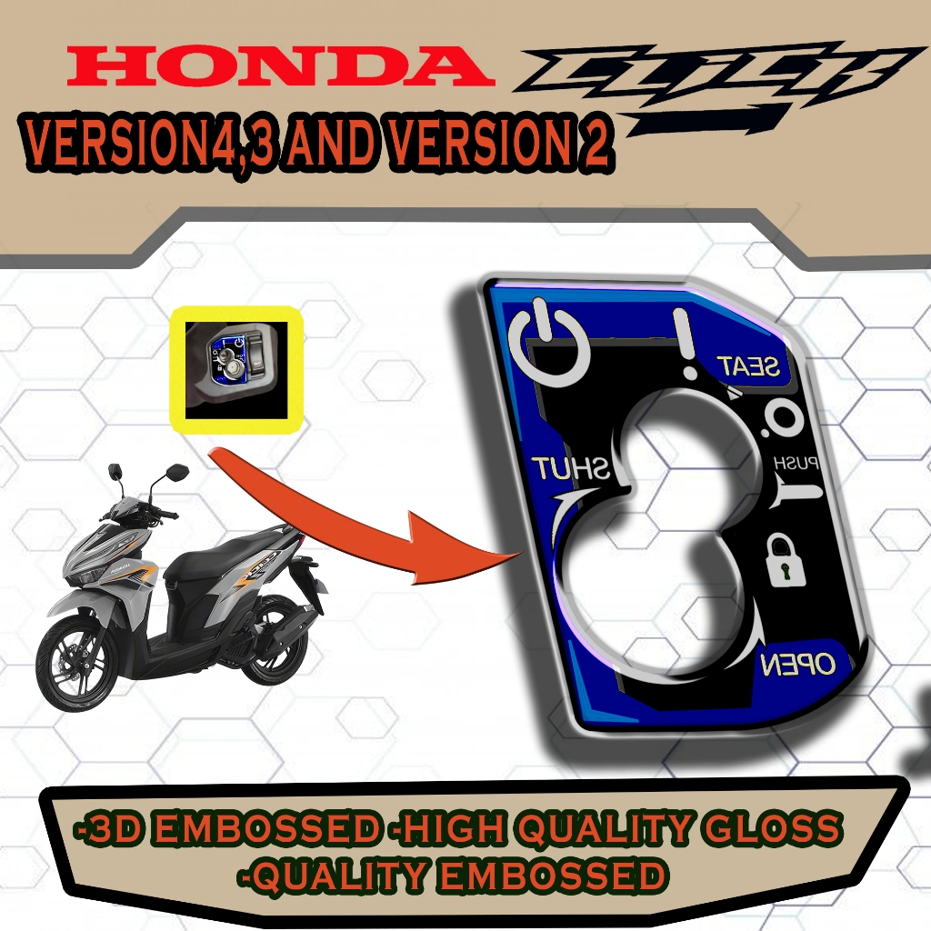HONDA CLICK EMBOSED NEW KEY PANEL IGNITION FOR HONDA CLICK VERSION4,3 ...