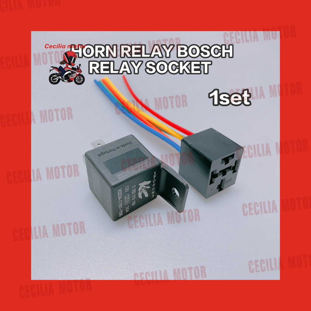 Bosch Relay 12v 30a 5pin with Socket Heavy Duty Horn Mini Driving Light Relay motorcycle ...