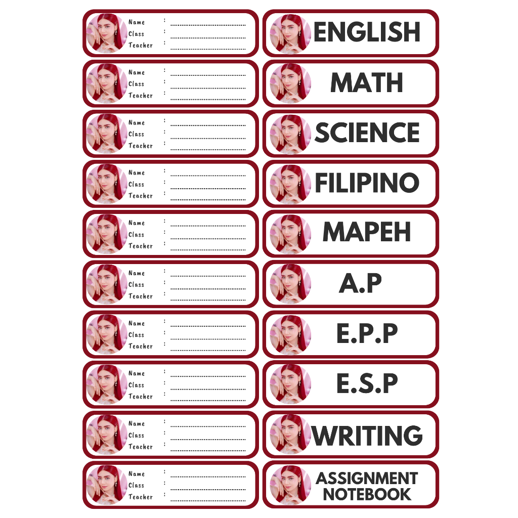 BINI MIKA SUBJECT LABEL NAME LABEL STICKER | Shopee Malaysia