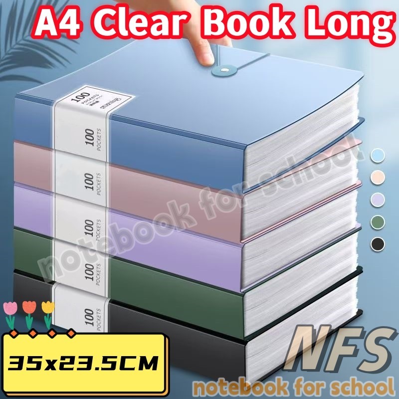 NFS A4 Long Clear Book Folder File Organizer Clear Folder Presentation ...