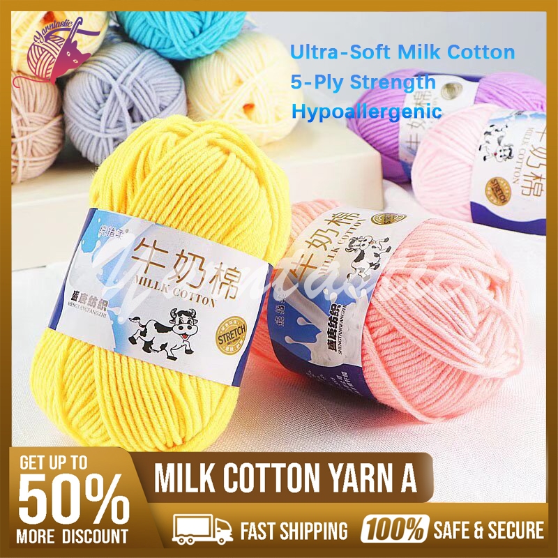 5 ply Milk Cotton Yarn Smooth Milk Fiber Knitting Wool Crochet Yarn ...