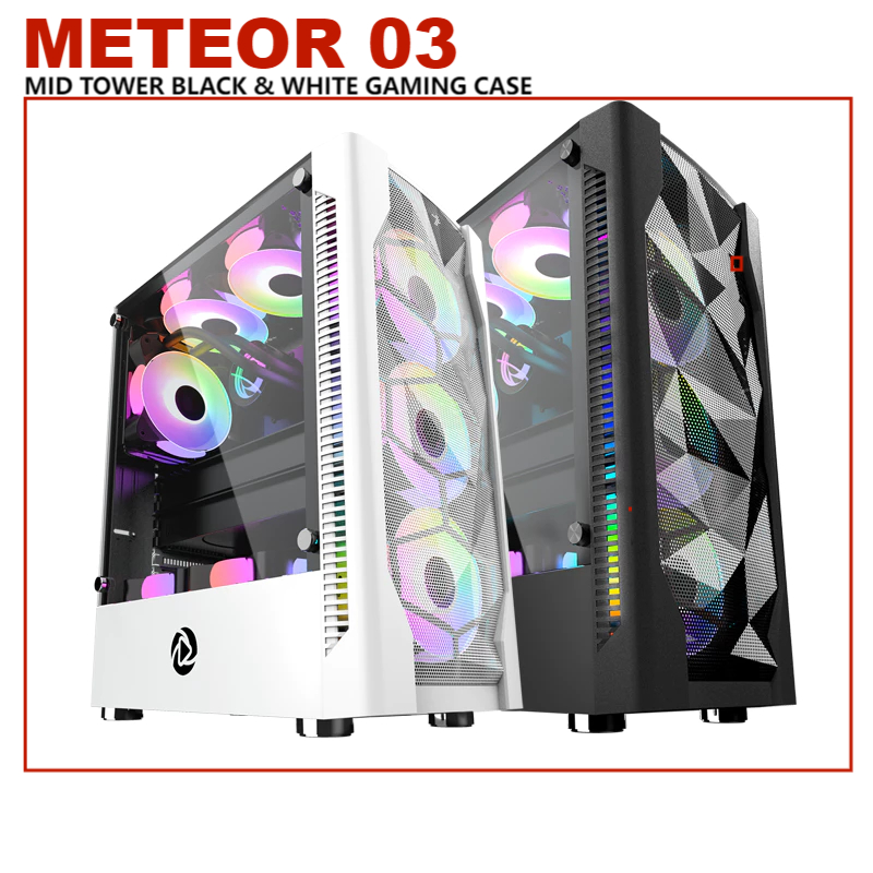 FS_Inplay Meteor 03 Mid Tower Case Tempered Glass Gaming Computer Case ...