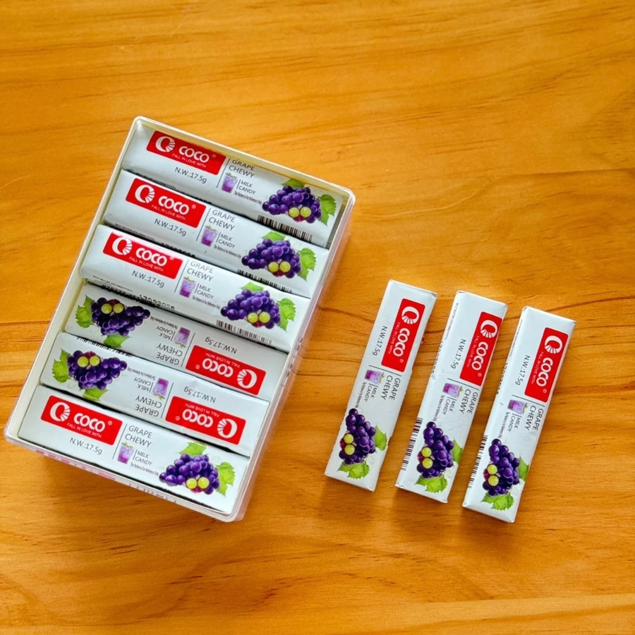 30pcs/1box Coco Chewy Milk Candy Grape Pineapple Strawberry Blueberry ...