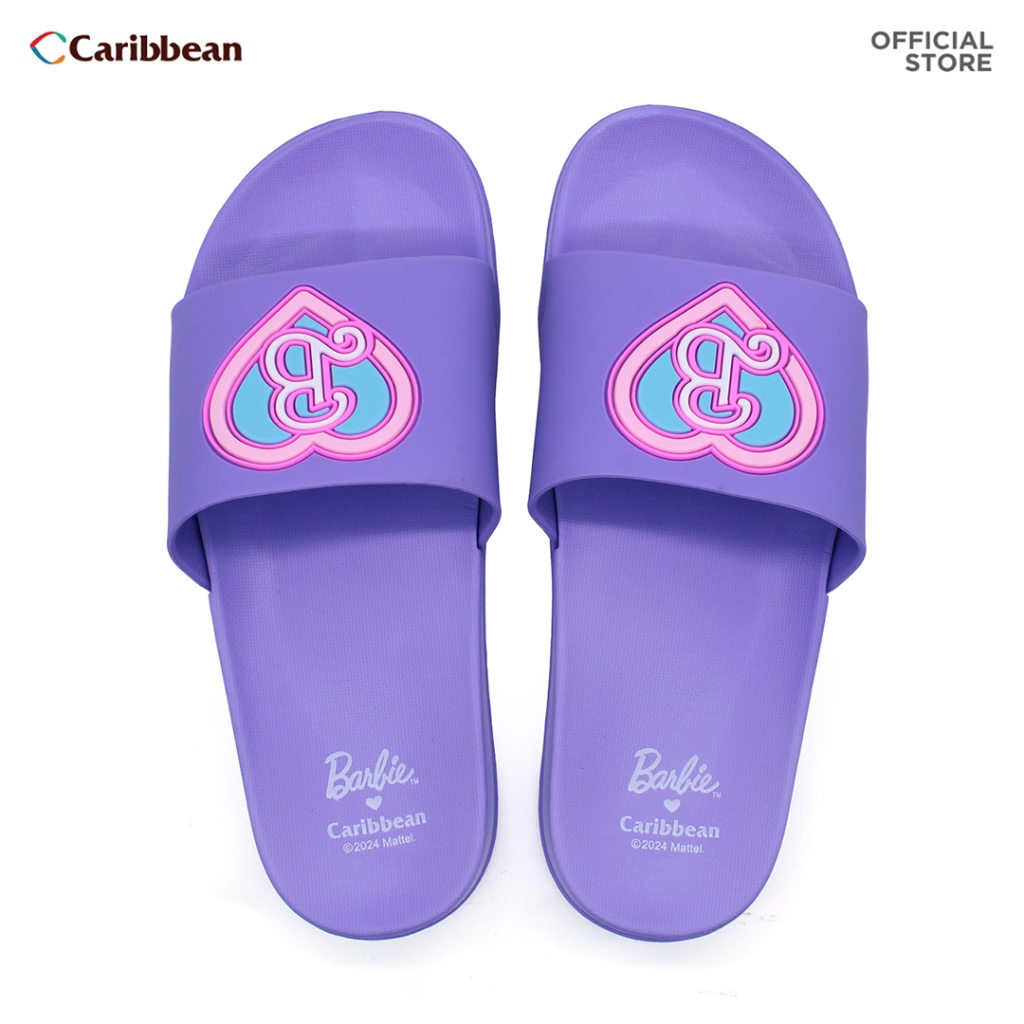 Caribbean 🩷 Barbie Ladies Slides: Catania Violet Heart Logo | Shopee Malaysia