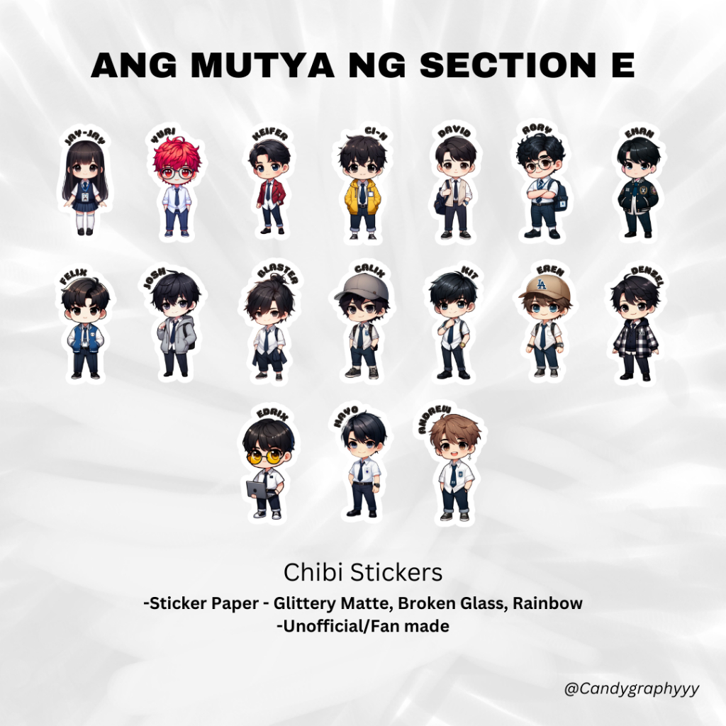 AMNSE (Ang Mutya ng Section E) Chibi Stickers (Yuri, Jay-Jay, Keifer ...