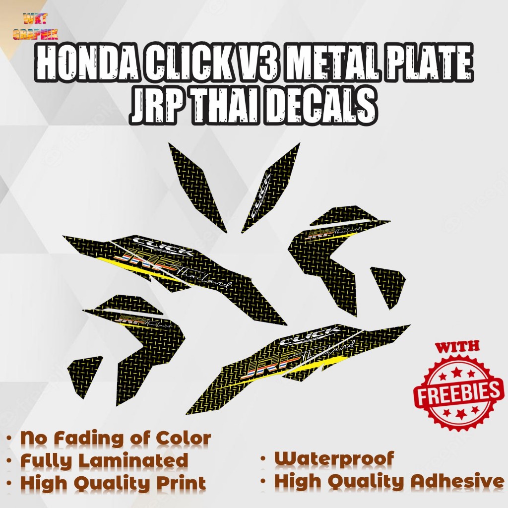 HONDA CLICK V3 METAL PLATE JRP THAI DECALS (WATERPROOF, LAMINATED, FADE ...