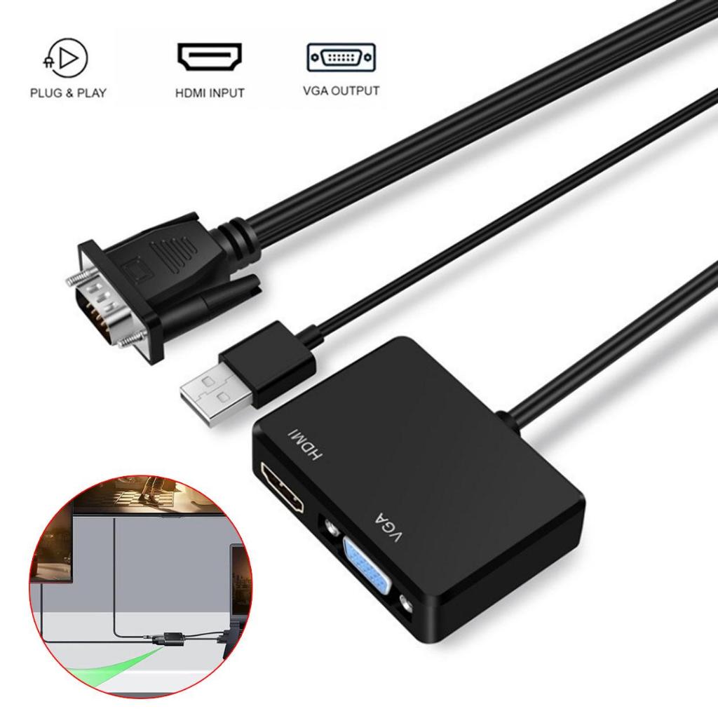 VGA to VGA & HDMI Adapter Support 1080P HDMI Out with Audio Cable and ...