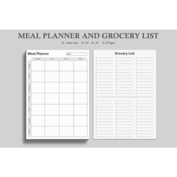 Digital Planner, Printable Meal Planner, Printable Grocery List, Meal ...