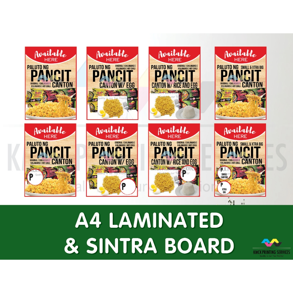 Food Signages Pancit Canton Solo, Pancit Canton with Rice, Pancit ...