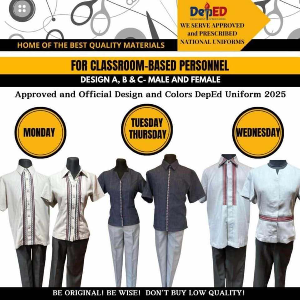 2025 DepEd Teachers Uniform Fabric cloth for male and female with the ...