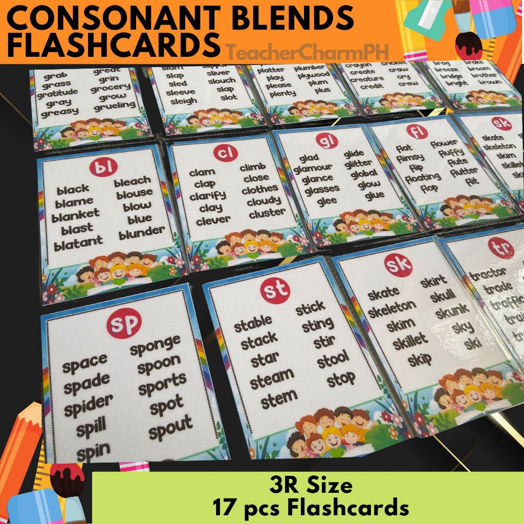 Consonant Blend Laminated Educational Flashcards | Shopee Malaysia